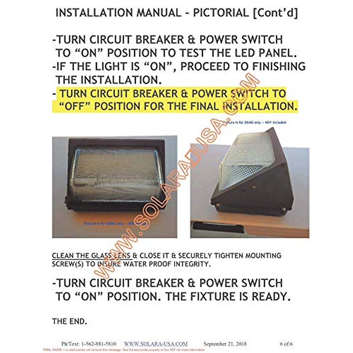 SOLARA-USA LED LIGHT FOR WALL PACK LIGHT FIXTURE - 277V 7000lumens 33Watts (277V - COOL WHITE [6000K])