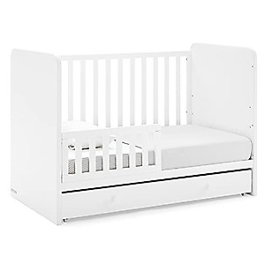 GAP babyGap Graham 4-in-1 Convertible Crib with Storage Drawer - Greenguard Gold Certified, Bianca White