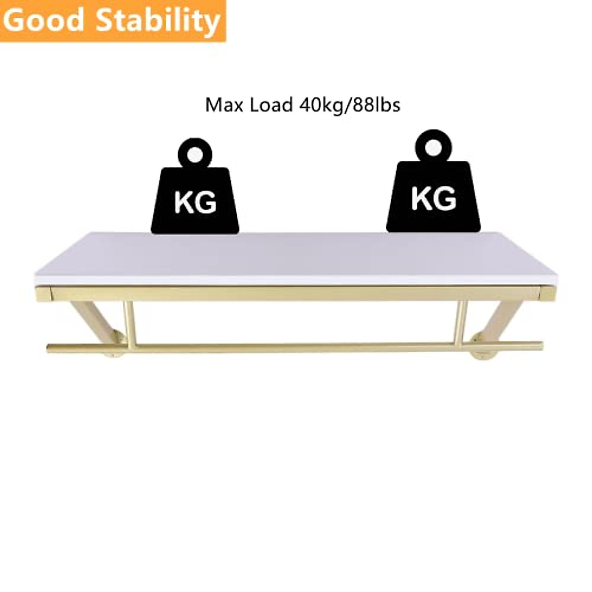 Wall Mounted Clothes Rack with Top Shelf Garment Rack Space-Saving Display Hanging Clothes Rack Heavy Duty Detachable Multi-Purpose Hanging Rod for Closet Storage(Load 88lbs)