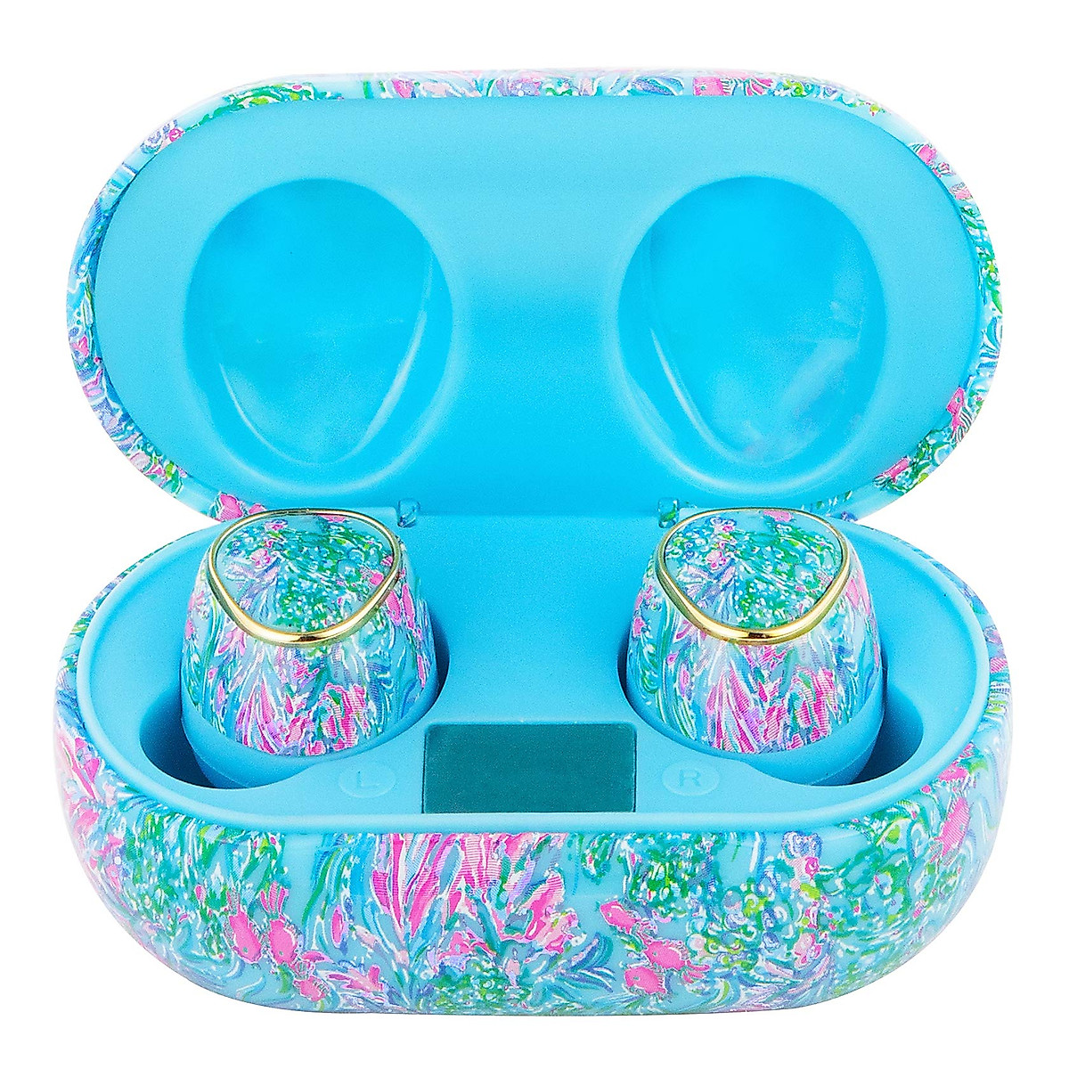 Lilly Pulitzer Bluetooth Earbuds with Protective Charging Case, Wireless Headphones (Best Fishes)