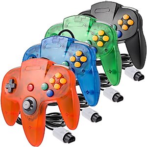 4 Pack Classic 64 Controller, suily Game pad Joystick for 64 - Plug & Play (Non PC USB Version) (Black/Clear Green/Clear Blue/Clear Orange)