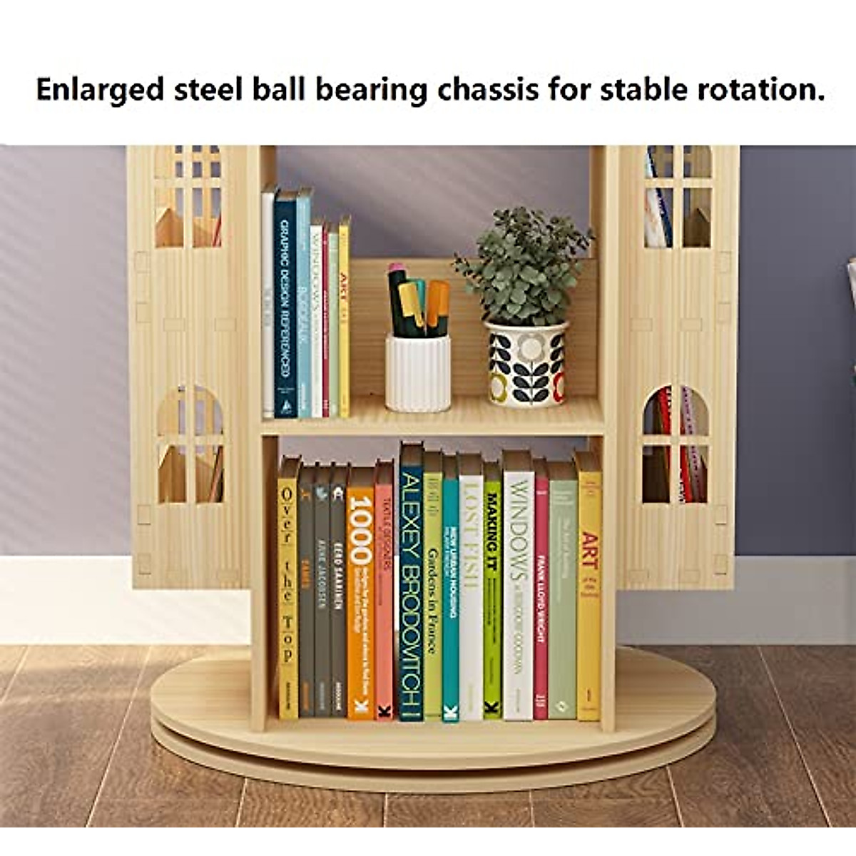 Heehee Rotating Bookshelf 360 Display Floor Standing Bookcase Storage Rack for Kids Children's Bookshelf, Book Display Stand, Wood Book Shelf Organizer for Kids, Storage Book Display Case Bookrack