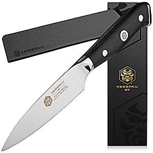 KESSAKU Paring Knife - 3.5 inch - Dynasty Series - Razor Sharp Kitchen Knife - Forged ThyssenKrupp German High Carbon Stainless Steel - G10 Garolite Handle with Blade Guard