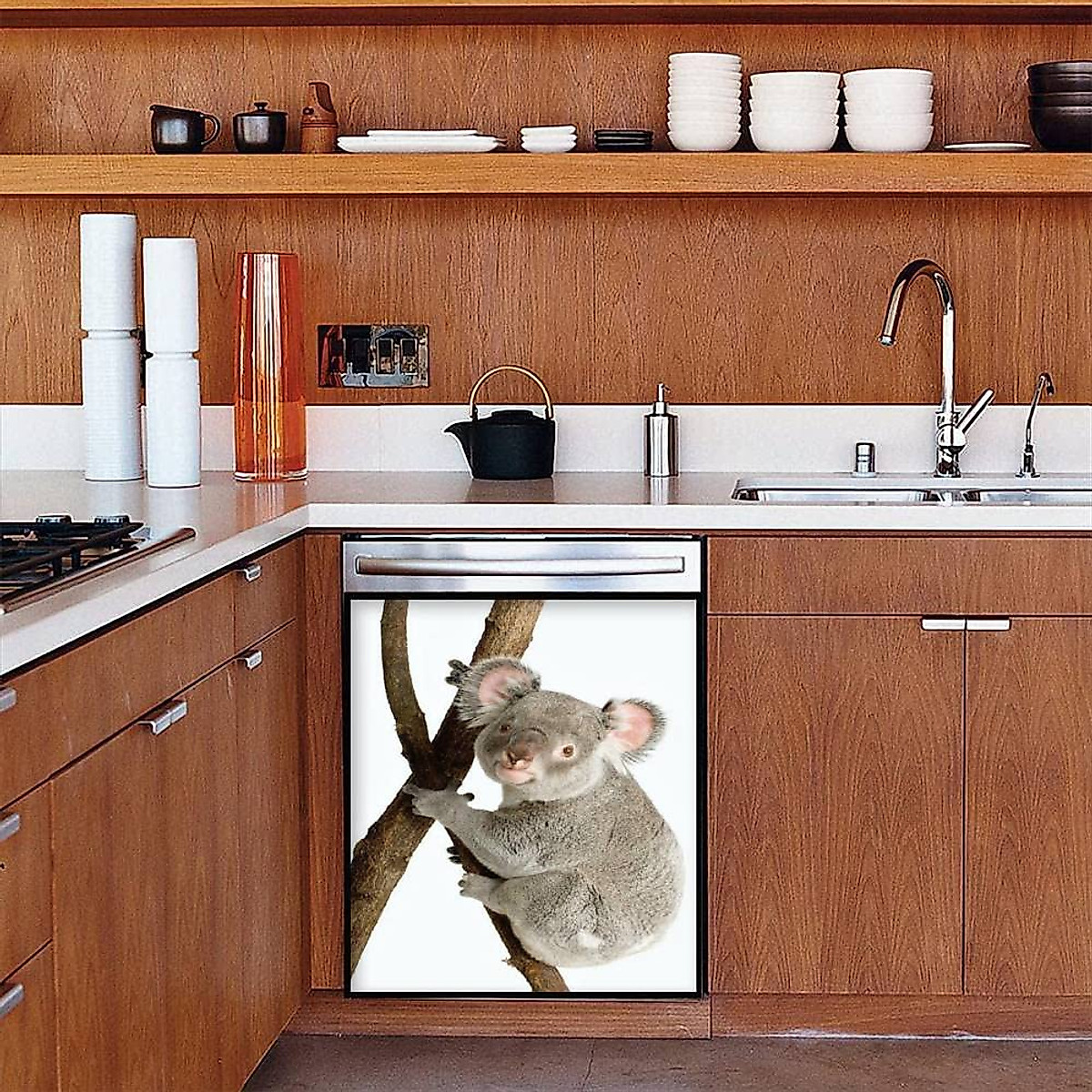 Rustic Farmhouse Dishwasher Magnet Cover Koala Tree Branch Funny Kitchen Decor Cute Animal Magnetic Refrigerator Stickers Decorative Appliance Cover Fridge Panels Metal Door Garage 23x26in
