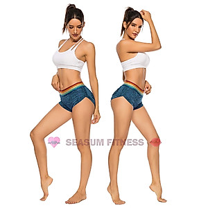 SEASUM Women Sexy Booty Shorts High Waisted Butt Lifting Hot Dance Costume Exotic Rave Clubwear S