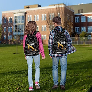 OMFUNS Excavator Truck Custom Name School Backpack for Boy Girl Teen Cool Car Personalized Student Bookbag for Primary Junior College Customized Laptop Backpack for Men Women