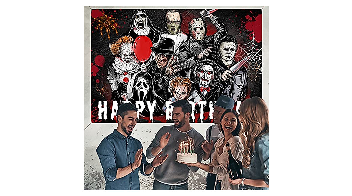 Halloween Birthday Backdrop - Spooky Horror Movie Party Decor