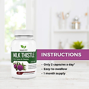 Liver Cleanse Supplement - Milk Thistle Extract Capsules - Natural 24 Potent Herbs: Formula - Promote Healthy Liver Function, All-in-One Liver Repair & Regeneration