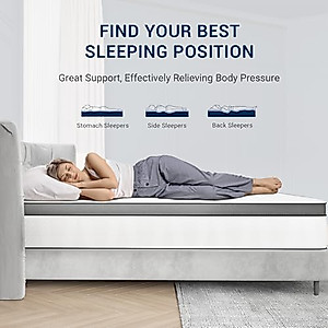 Avenco 10 Inch Twin Mattress, Hybrid Mattress in a Box with Independent Spring, Soft and Comfort Medium Firm Twin Size Mattress, Edge Support, Pressure Relief, Back Pain Relief, CertiPUR-US.