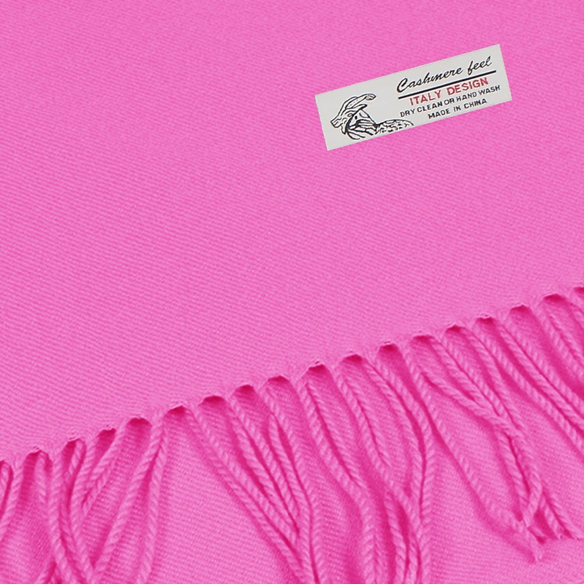 TZ Promise Plain Solid Color Cashmere Feel Classic Soft Luxurious Winter Scarf For Men Women (Hot Pink)