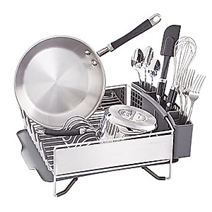 KitchenAid Compact Stainless Steel Dish Rack, Satin Gray, 15-Inch-by-13.25-Inch -