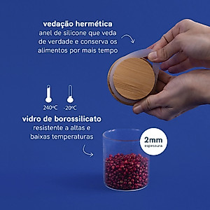 OIKOS | Hermetic Glass Storage Jars Set with Bamboo Lid | Candy Jars, Multipurpose Jars Kitchen Glass Canisters For Coffee, Flour, Sugar, Candy, Cookie, Spice and More | 10 Pieces, 6.7 OZ each