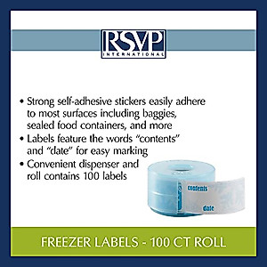 RSVP International Freezer Labels with Convienient Plastic Dispenser, 100 Count, 2.25x1.25", Snowflake