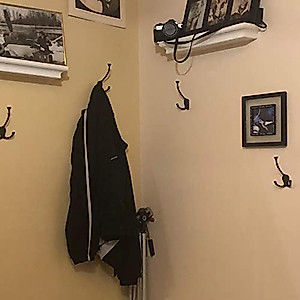 HARPOON 5 Pack Heavy Duty Three Flared Prongs Coat Hooks, Wall Mounted with 15 Screws, Retro Tri-Hook, Utility Hooks for Scarf, Bag, Towel, Key, Cap, Cup, Hat Black