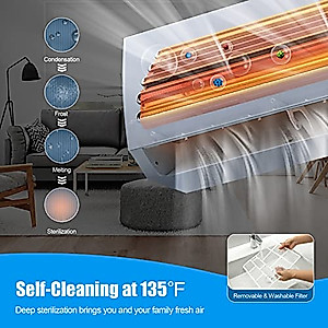 PETSITE 9000 BTU Mini Split Air Conditioner Pre-Charged Inverter Heat Pump System, 17 SEER2 208V-230V Wall Mounted Ductless AC Unit Energy Saving with Installation Kit Cools Rooms up to 450 Sq. Ft, White