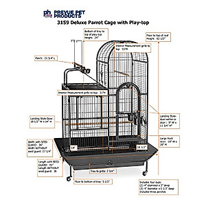 Prevue Pet Products BPV3159 Double Roof Bird Cage with Playtop, 36-1/2 by 27-1/4-Inch, Black