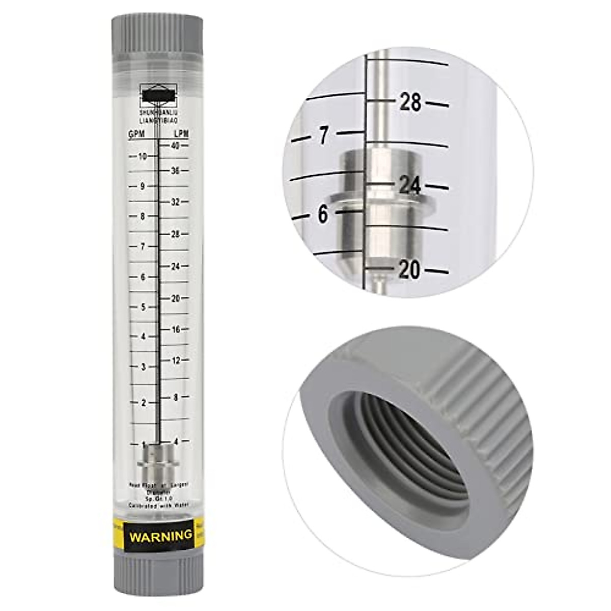 Respicefinem LZM-20G Acrylic Plexiglass Meter 1-10GPM G3/4 Female Thread High Visibility Precision for Industrial Fluid Control Panel Mount Design