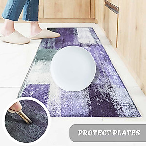 Purple Kitchen Rug, Purple Abstract Art Kitchen Rugs, Kitchen Mats for Floor, Kitchen Organization Non-Slip Kitchen Mat, Anti-Fatigue Mat Home Decor Kitchen Floor Mats, Purple Kitchen Decor Runner Rug