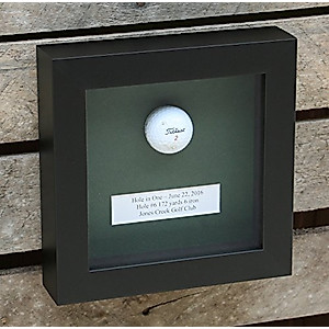 Hole in One 7x7 Black Golf Ball Frame Moulding blk-004 Shadowbox Frame, Green Mat (Card & Ball not Included)