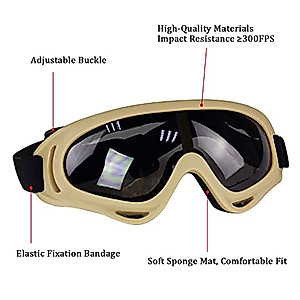 AOUTACC Airsoft Half Face Mask Steel Mesh and Goggles Set, Skull Tactical Masks Protection Gear for Paintball BBS CS Nerf Game Cosplay Halloween Costume Accessories (Tan Camo)