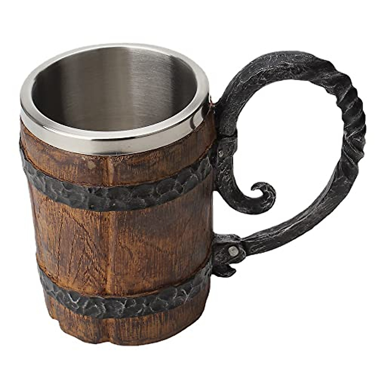550ML Viking Beer Mug, Stainless, Whiskey Barrel Cup ,Viking wood style Beer mug ,Wooden Gift Antique Men's Barrel Capacity