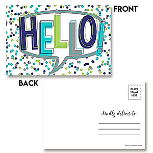 It's A Great Day! Blank Postcards for Kids to Send to Friends, Blue & Green Total of 20 4"x6" Fill In Notecards (5 of each design) by AmandaCreation