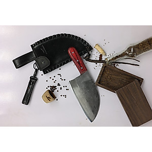 Almazan Official Original Serbian Kitchen Hand Forged Chef Knife with Leather Sheath - Made in Spain