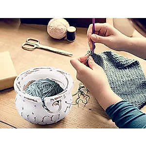 Knitting and Crochet,Knitting Bowl in Wood White 6x5 inch,Yarn for Knitting,Crochet Accessories,Crochet Bowl for Yarn,Yarn Bowl,Knitting Yarn,Yarn Storage,Yarn Bowl for Knitting