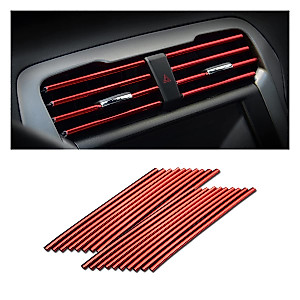 20 Pieces Car Air Conditioner Decoration Strip for Vent Outlet, Universal Waterproof Bendable Air Vent Outlet Trim Decoration, Suitable for Most Air Vent Outlet, Car Interior Accessories (Red)