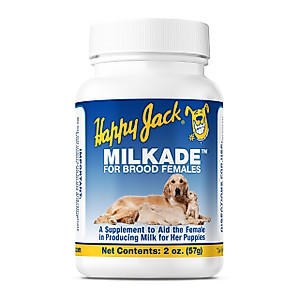 HAPPY JACK Milkade Dog Breeding & Nursing Supplies, Milk Production Aid for Female Dogs & Healthy Litter, Pregnant Prenatal Vitamin with Vitamin B1 (2 oz)