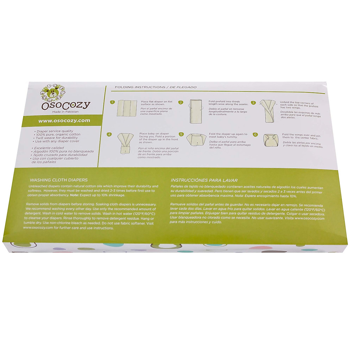 OsoCozy Organic Cotton Prefold Cloth Diapers Traditional Fit Small 4x8x4 Layering (6pk) - Super-Soft, Thick, Absorbent and Durable. Unbleached Natural Color, Fits 7-15 lbs.