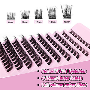 Eyelashes Extension Cluster Lashes Individual Full Volume Lashes Natural Look 8-16MM DIY False Lashes Mink D Curl 100 Pcs Fake Eyelashes by Winifred