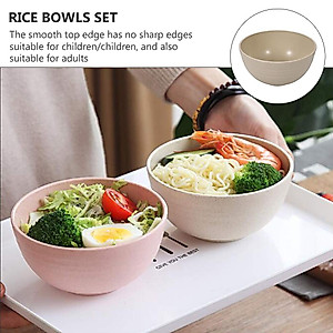 Hemoton 10pcs Unbreakable Cereal Bowls Wheat Straw Fiber Dishwasher and Microwave Safe Bowls for Dinner Dessert Rice Soup Pink Blue Beige Green Purple