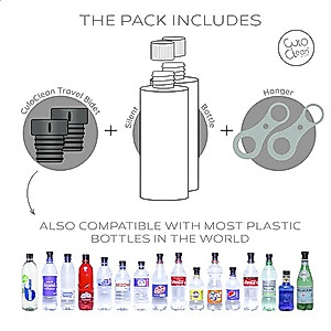 CuloClean 2pcs Portable Bidet with Silent Bottle (330ml). Ideal for Toilet, Travel, Hiking or Camping. Ultralight (48g, 1,7 oz). (CuloClean+Bottle, 2pcs Black)