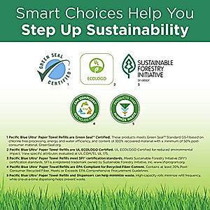 Georgia-Pacific 26490 Blue Ultra 8" High-Capacity Recycled Paper Towel Roll, White, Pack of 1150