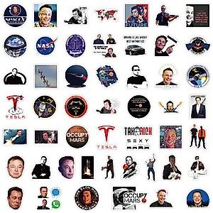 Elon Musk Stickers 100PCS, Funny Cute Stickers, Cartoon Stickers, Vinyl Waterproof Stickers, Bumper Skateboard Water Bottles Computer Phone Stickers for Kids Teens Adult Girls