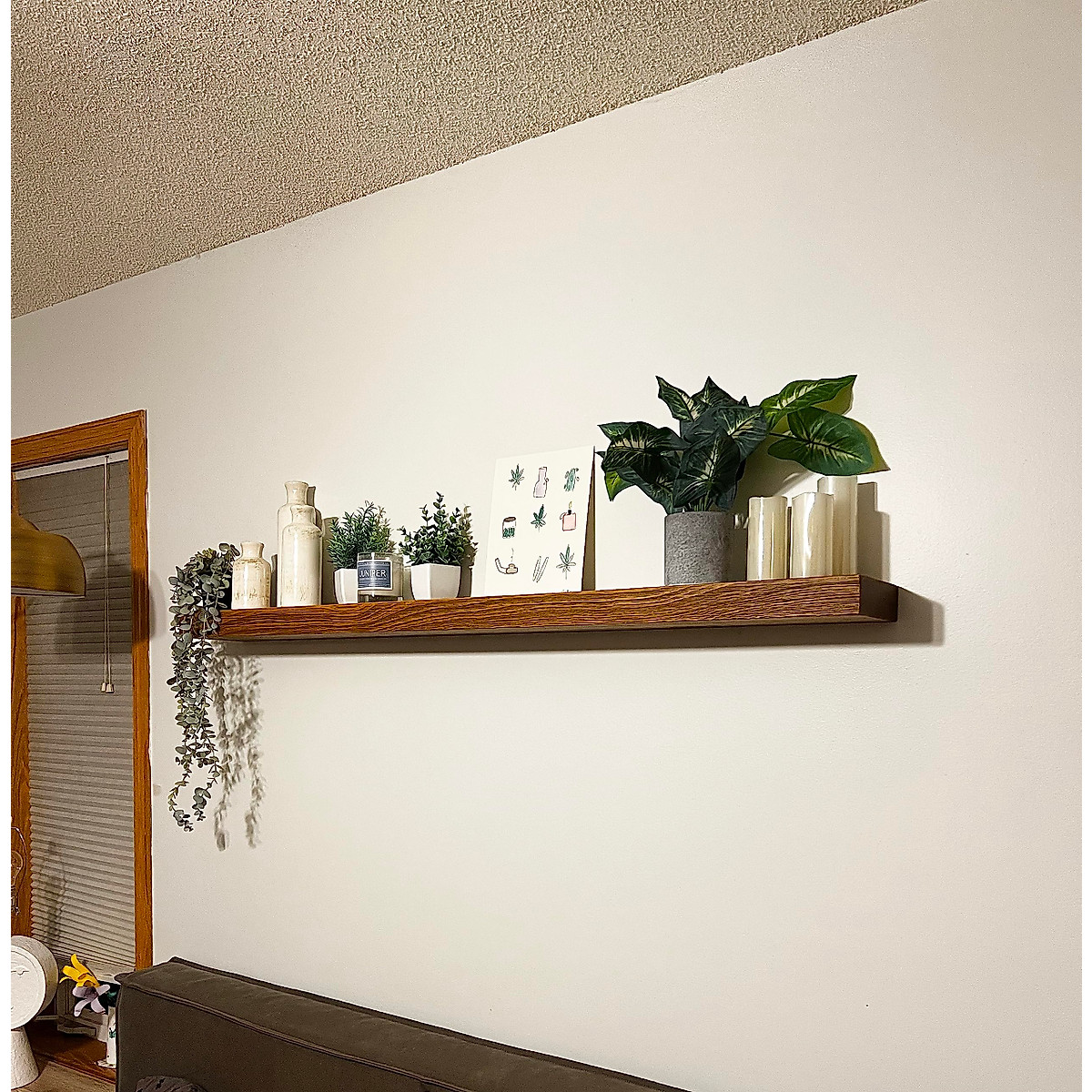 Joel's Antiques |48 inch Floating Shelves for Wall | Natural Wood, Easy Install | Heavy Duty Rustic Book Shelves | Bathroom, Kitchen, Living Room | 2 inches Thick | 6 inches deep | Medium Brown