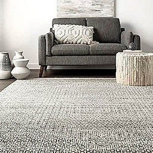 nuLOOM Hart Machine Washable Abstract Tribal Area Rug, 6' Round, Grey