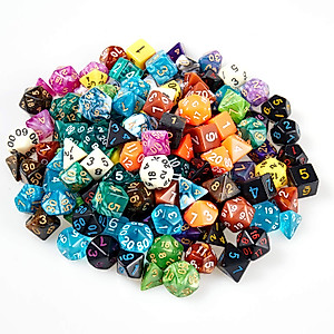 Coyeekn DND Dice Set, 20 x 7 (140 Pieces) Polyhedron Dice 20 Colors Dice for Dungeons and Dragons DND RPG MTG Table Games D4 D8 D10 D12 D20 with 1 Large Flannel Bag