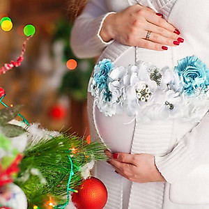 Hombae Frozen Maternity Sash Belt for Baby Shower Blue Snow Flake Mommy To Be & Daddy To Be Badge Corsage Pin Set for Frozen Party Decorations Supplies