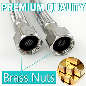 YooGyy 24" Length Bathroom Kitchen Faucet Connector Water Supply Line, Durable Braided Steel Hot and Cold Water Lines Faucet Hose 3/8" female compression thread x M10 male connector