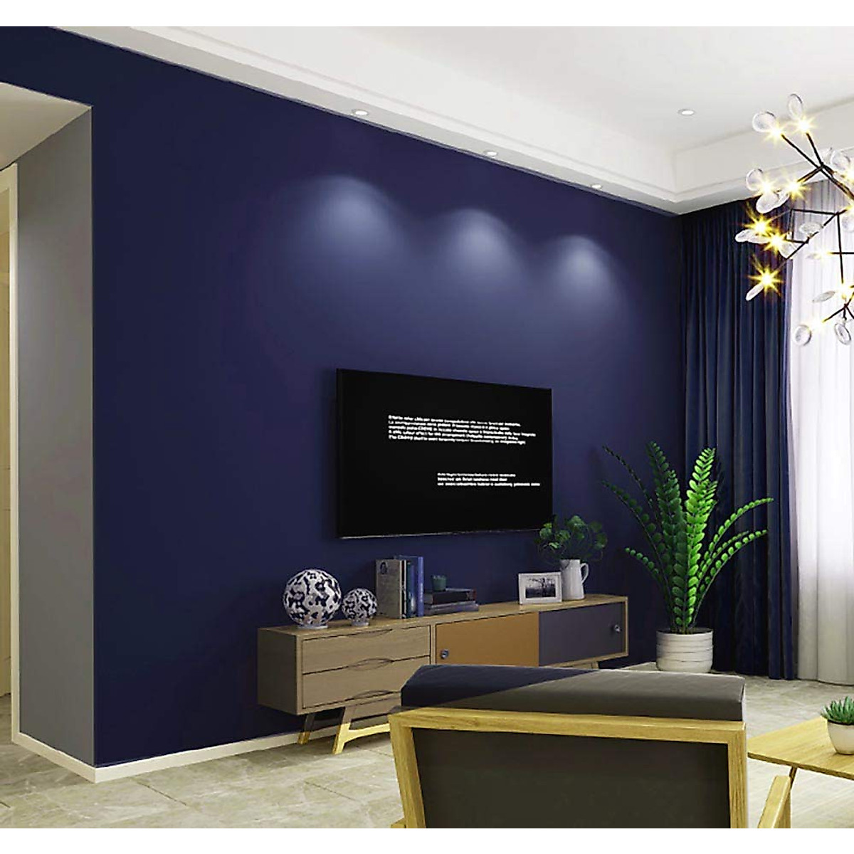 17.7" x118" Yasinet Dark Blue Peel and Stick Wallpaper Blue Contact Paper Waterproof Self Adhesive Removable Blue Wall Paper Textured Wallpaper Decorative for Wall Covering Countertop Table Vinyl Film