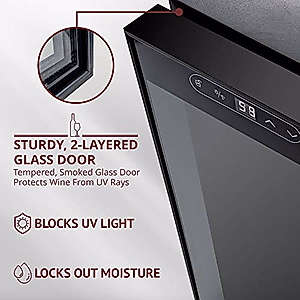 Schmecke 24 Bottle Compressor Wine Cooler Refrigerator w/Lock | Large Freestanding Wine Cellar | 41f-64f Digital Temperature Control Wine Fridge For Red, White, Champagne or Sparkling Wine - Black