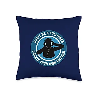 Music beat rhythm Don't be a Follower, Create Your own Rhythm Throw Pillow, 16x16, Multicolor