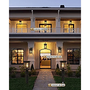 Dusk to Dawn Sensor Outdoor Wall Sconces - HWH Exterior Wall Mount Light Fixture Matte Black, 2-Pack Porch Lights for Garage, Doorway, Balcony, Garden, 5HD27B-PC-2PK BK