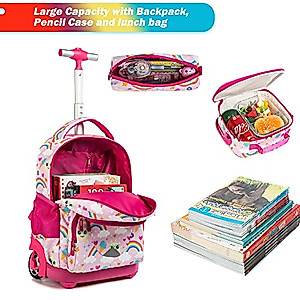 MOHCO Rolling Backpack 16 inch Kids Wheeled School Backpack Set for Boys and Girls