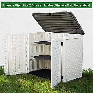 KINYING Outdoor Storage Cabinet,4 x 3.4 FT Outdoor Storage Shed with Lockable Doors, All-Weather Resin Shed for Trash Cans, Garden Tools,26 Cubic Feet,Off White