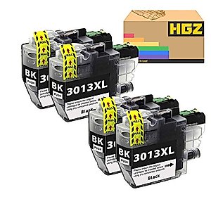 HGZ 4 Pack Compatible LC3013 Ink Cartridges Replacement for Brother LC3011 LC 3013 3011 LC3013bk Black Used for MFC-J491DW MFC-J690DW MFC-J895DW MFC-J497DW Printer (4 Black)