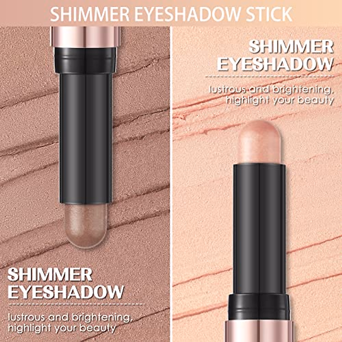 FOCALLURE 2PCS No Crease Eyeshadow Stick,Shimmer and Matte Cream Eyeshadow Pencil Crayon,Long Lasting Waterproof Eye Brightener Stick With Blending Brush,Before Day