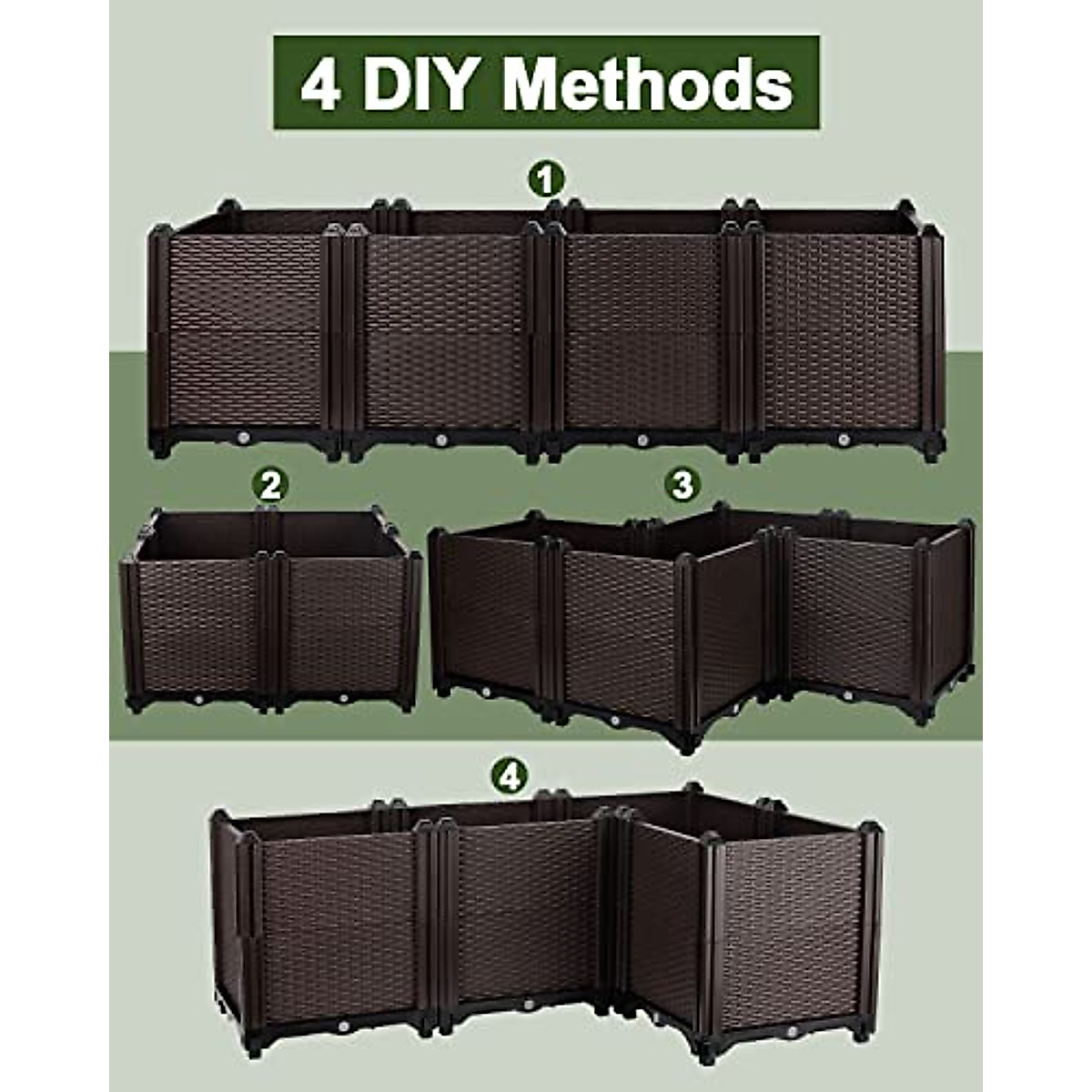 OMMO Deepened Raised Garden Beds Outdoor 4 Set, Plastic Planter Box Large Garden Bed Planter Pots for Patio Yard Balcony Deck Growing Plants, Vegetable, Fruits and Herbs (Install by Yourself Needed)